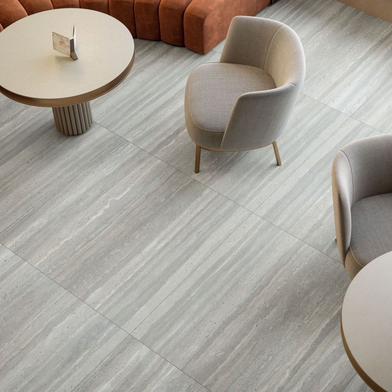 Dorica Greige Porcelain Tile with Travertine Effect, 60x120 cm, 8.5 mm